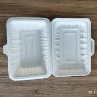 China Biodegradable 900ml Corn Starch Takeaway Food Container Clamshell 210x200x65mm for sale