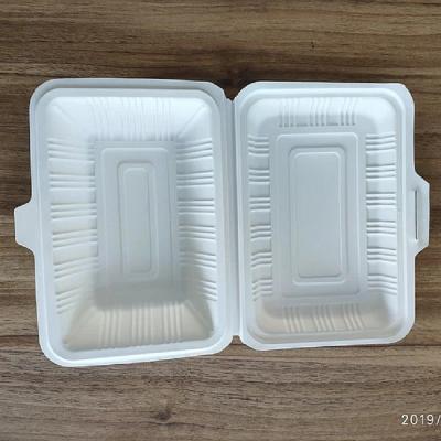China Biodegradable 900ml Corn Starch Takeaway Food Container Clamshell 210x200x65mm for sale