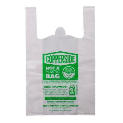 China Biodegradable Compostable PLA PBAT T Shirt Bags 12 Mic Custom Size Eco Friendly Shopping Bags for sale