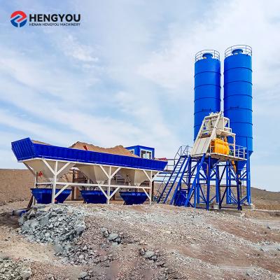 China Portable Concrete Batch Plant 25-120m³/h Capacity with Twin Shaft Mixer and Custom Aggregate Batcher for sale