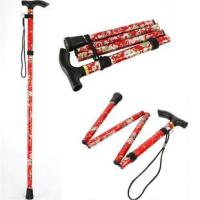China Custom Printing Foldable Walking Sticks 110-122cm Aluminum Alloy with 110kg Capacity for Rehabilitation Therapy for sale