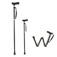China Medical Rehabilitation Walking Stick Foldable Aluminum Alloy 110-122cm Adjustable with 110kg Capacity for sale