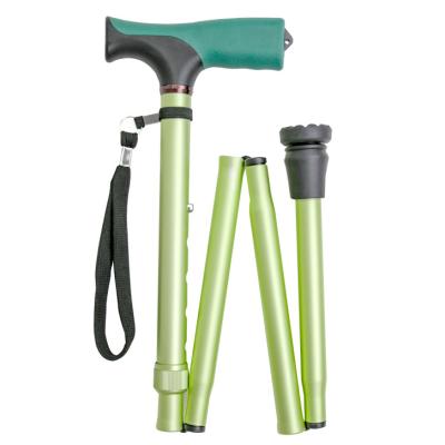 China Hearty Expression Wooden Handle Folding Walking Stick 110-122cm Adjustable Height 110kg Capacity Aluminum Alloy for sale