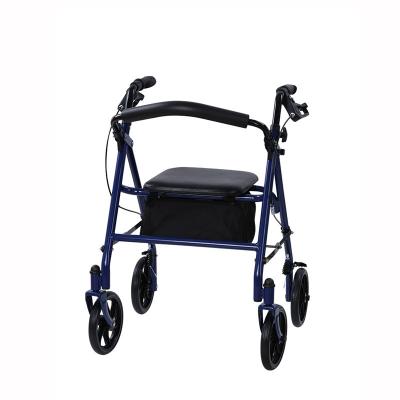 China Aluminum Alloy Four Wheel Rollator Walker 80x45x30cm with 130kg Capacity for Elderly Rehabilitation for sale