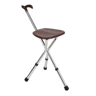 China Aluminum Alloy Walking Stick with Foldable Seat - 88-101cm Height Adjustable, 100kg Capacity Rehabilitation Aid for sale