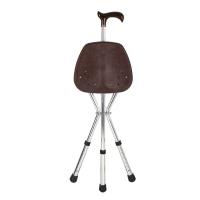 China Hearty Expression Folding Walking Stick Chair with 100kg Capacity and 88-101cm Adjustable Height - Dark Coffee for sale