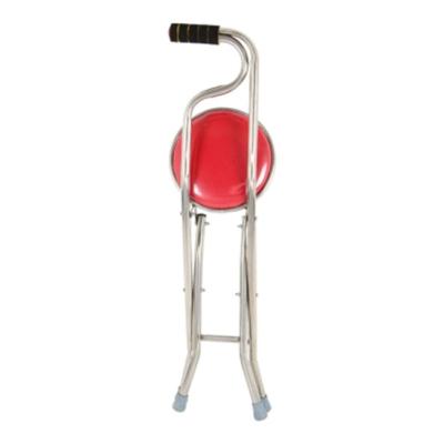 China Stainless Steel Foldable Walking Cane Chair with 130kg Capacity and 86cm Height for Elderly Mobility Support for sale