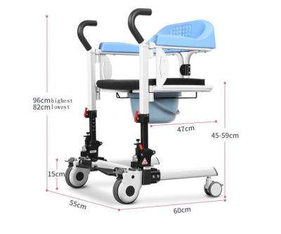 China Portable Hydraulic Patient Transfer Lift Chair with Commode - 80x56x33cm Aluminum Alloy Frame, 14KG Weight for sale