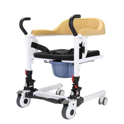 China Light Yellow Hydraulic Transfer Chair with 120kg Capacity & 8-Gear Height Adjustment - Aluminum Alloy Frame for sale