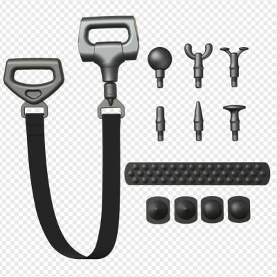 China Hearty Expression HE-MG006V1 Massage Gun with 6 Heads and Vibrating Belt - 1200-2000mAh Battery, 5 Speed Settings for sale