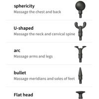 China Hearty Expression HE-MG006V1 Massage Gun with 6 Heads and Vibrating Belt - 1200-2000mAh Battery, 5 Speed Settings for sale