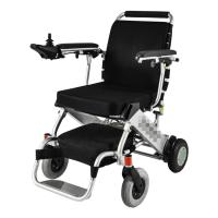 China Lightweight Aluminum Folding Power Wheelchair 100kg Capacity 30km Range with Dual 150W Motors for sale