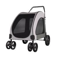 China Heavy-Duty Trolley Carriage Dog Carrier Stroller Cart for Pets Up to 55kg - 80x64x64cm Foldable Design for sale