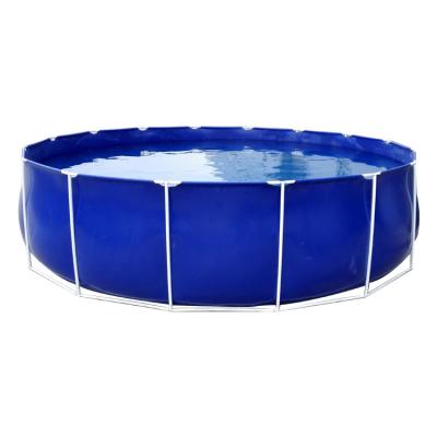 China Custom Flexible PVC Fish Farming Tank Round Aquaculture Tank 1.3m Height Detachable Pipes for sale