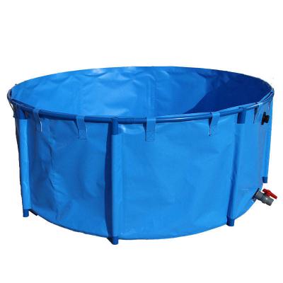 China Foldable PVC Tarpaulin Fish Tank 1000L Aquaculture Pond with Bracket for Koi Breeding for sale