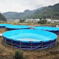 China Large Round PVC Tarpaulin Fish Tank 5000L Biofloc Aquaculture Tank UV Resistant for sale