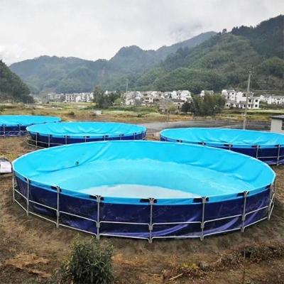 China Large Round PVC Tarpaulin Fish Tank 5000L Biofloc Aquaculture Tank UV Resistant for sale