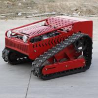 China Industrial RC Crawler Lawn Mower 24V 1800W Remote Control Self Propelled Gas Petrol 7.5HP for sale