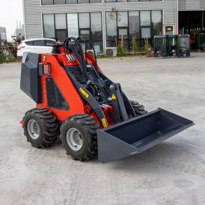 China Four Wheel Drive Mini Skid Steer Loader 13.5HP 300kg Lifting Capacity Compact Front End Loader for sale