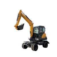 China 6 Ton Hydraulic Wheeled Excavator 73.5KW Yuchai Engine JW60S Digger for Construction for sale