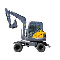 China 6.5 Ton Mini Excavator Digger Hydraulic Compact Wheel Excavator 48KW Engine for sale
