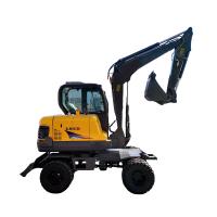 China 6.5 Ton Mini Excavator Digger Hydraulic Compact Wheel Excavator 48KW Engine for sale