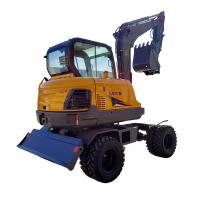 China 6.5 Ton Mini Excavator Digger Hydraulic Compact Wheel Excavator 48KW Engine for sale