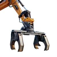 China Wire Pole OEM Powerful Machine Excavator Attachments Electric Pole Excavator Rotating Pole Setter Grapple for sale