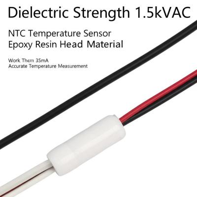 China Dielectric Strength 1.5kVAC NTC Temperature Sensor Epoxy Resin Head Material Work Current Less Than 35mA Accurate Temperature Measurement for sale