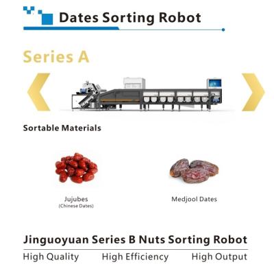 China Date Sorting Machine Powered By Deep Learning Technology High Accuracy 8 Lanes 8 Outlets 2.4-2.6T/H 360° Rotating Scanning for sale