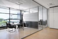 China Conference Room Decorative Aluminum Clear Glass Sliding Partition Wall 83mm Thick for sale