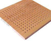 China Natural Wood Veneer Perforated Acoustic Panels 12mm 600x600mm Hotel Soundproof Wall Board for sale
