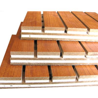 China Grooved Wooden Acoustic Ceiling Board 2440x133mm Sound Absorbing Panel for Hotel for sale
