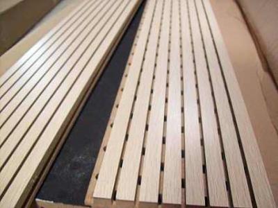 China Lightweight Decorative Wooden Grooved Acoustic Panel 1220x2420mm 12mm Sound Absorbing for sale