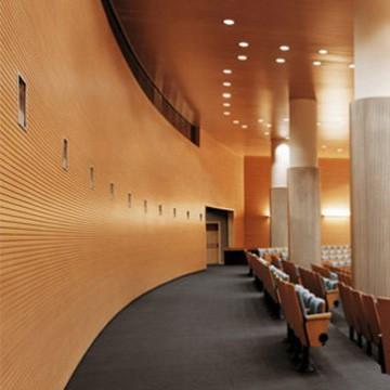 China Grooved Wooden Acoustic Panels 2440x133mm E1 MDF Sound Absorbing for Interior Decoration for sale