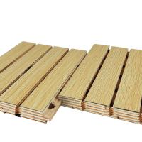 China Fireproof Grooved Wooden Acoustic Panel 2440x133mm E1 MDF Sound Absorbing Wall Panel for sale