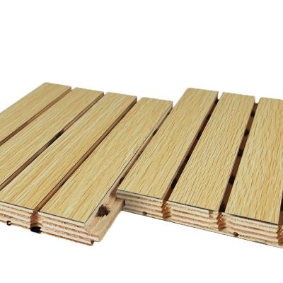China Fireproof Grooved Wooden Acoustic Panel 2440x133mm E1 MDF Sound Absorbing Wall Panel for sale