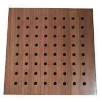 China Fireproof Perforated Wooden Acoustic Wall Panel 12-18mm Thickness 600x600mm to 2400x1200mm Size Options for sale