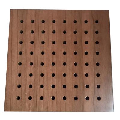 China Fireproof Perforated Wooden Acoustic Wall Panel 12-18mm Thickness 600x600mm to 2400x1200mm Size Options for sale
