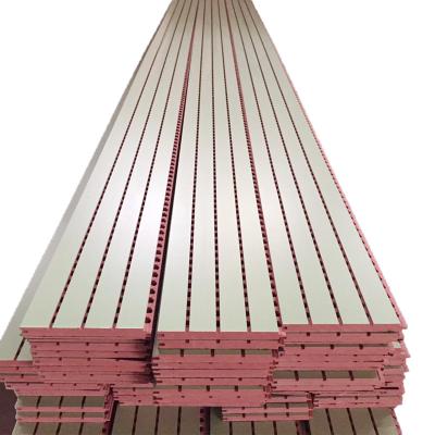 China Theater Soundproof Wooden Grooved Acoustic Panel - 2440mm Length, 12-18mm Thickness, E1 Grade MDF for sale