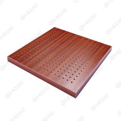 China Perforated Wood Acoustic Panel 600x600mm Sound Absorbing MDF for Gymnasium Studio for sale
