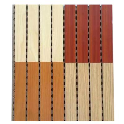 China Wooden Grooved Acoustic Wall Panels 15mm E1 MDF Sound Absorbing 140000 Holes for sale