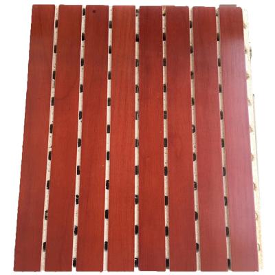 China Noise Reduction Wooden Grooved Acoustic Panel 18mm MDF KTV Soundproof Wall Panel 2440x197mm for sale
