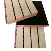 China 15mm & 18mm Thick Wooden Grooved Acoustic Panels - 2440x133mm Sound Absorption Wall Sheets with B1 Fire Rating for sale