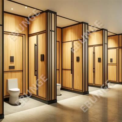 China HPL Toilet Partition Wall - 1950mm Height Stainless Steel Commercial Bathroom Cubicle with Fire & Water Resistance for sale