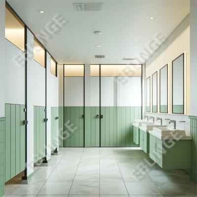 China 1/2 Inch 1950mm Toilet Partition Wall with Hinged Door - Fire Resistant HPL Material & 304 Stainless Steel Hardware for sale