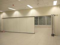 China Interior Wooden Office Partition Walls 65mm Sponge Fabric Sliding Acoustic Room Divider for sale