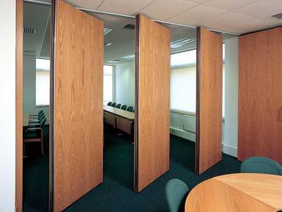 China Commercial Acoustic Fabric Sliding Partition Doors 65mm Thickness for Office Conference Room for sale
