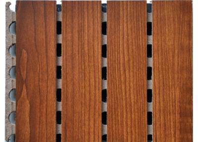 China Wooden Grooved Acoustic Wall Panels 2440x128mm E1 MDF Sound Absorbing Diffuser for sale