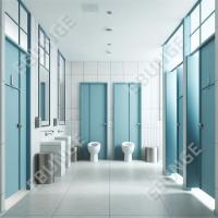 China Fireproof HPL Toilet Partition 304 Stainless Steel Hardware Customizable Commercial Bathroom Cubicle for sale